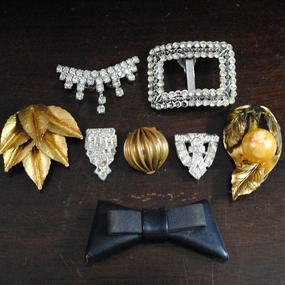 Jewelry | Lot Of 8 Vintage Dress Clips Single Shoe Clips Art Deco ...